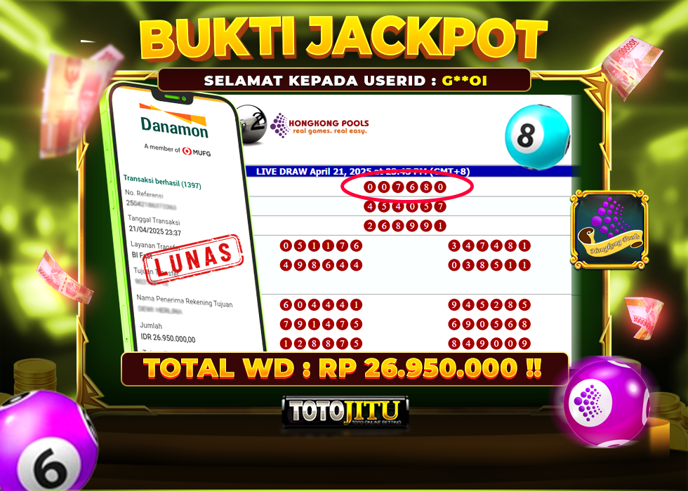 TOTOJITU - Bandar Togel pasti membayar kemenangan member hingga lunas